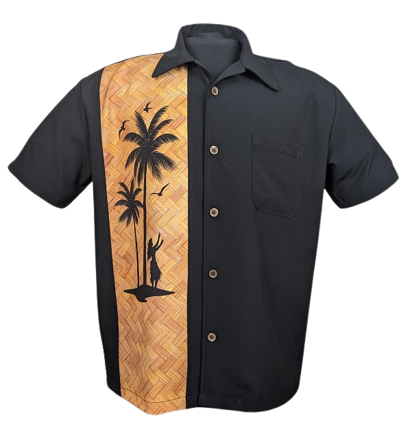 Shop Hula Palm Bowling Shirt in Black | Steady Clothing