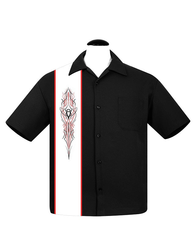 Shop Pinstripe V8 Racer Black/White/Red | Steady Clothing